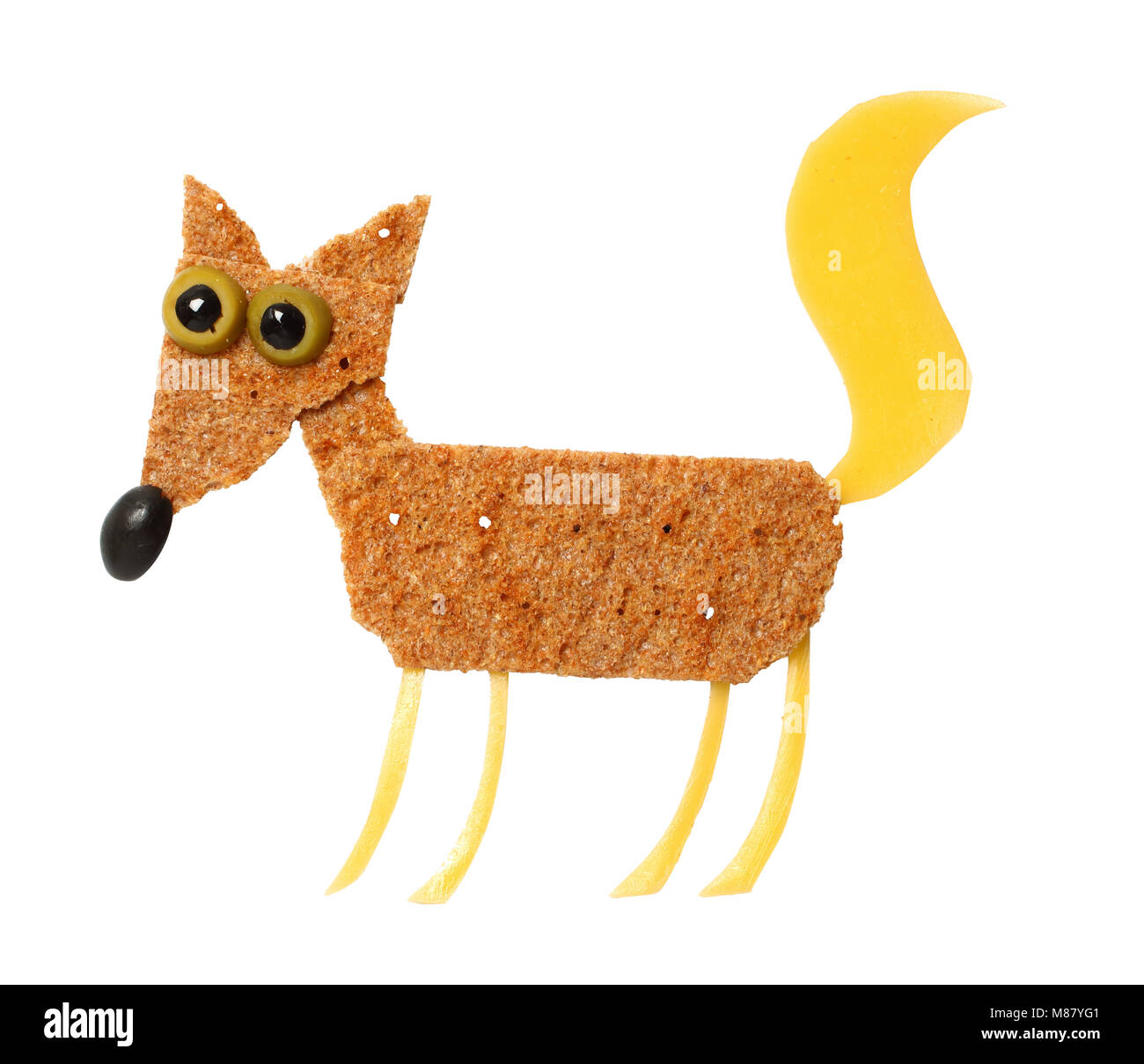 Funny fox made with slices of bread and cheese Stock Photo - Alamy