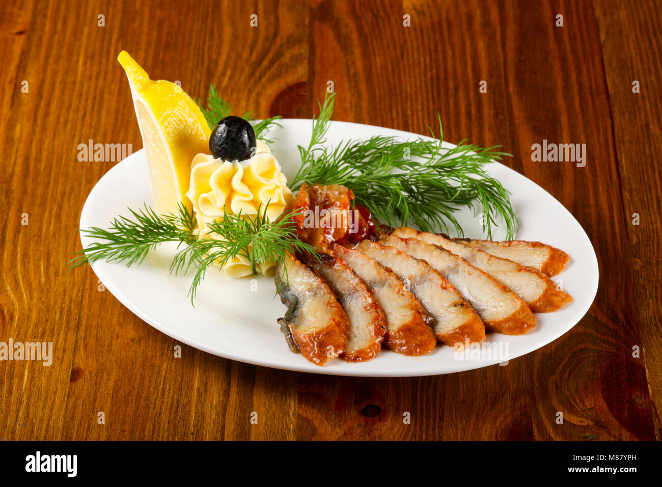 Eel sashimi with butter Stock Photo - Alamy