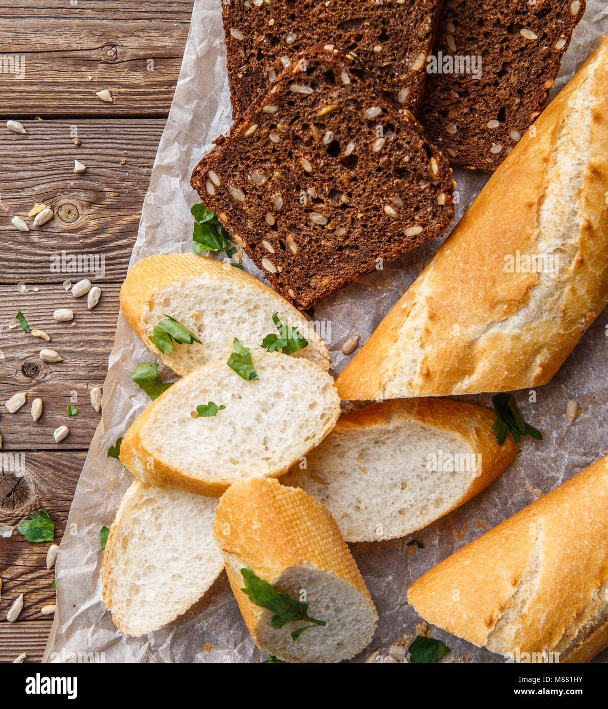 Picture of bread on table Stock Photo - Alamy