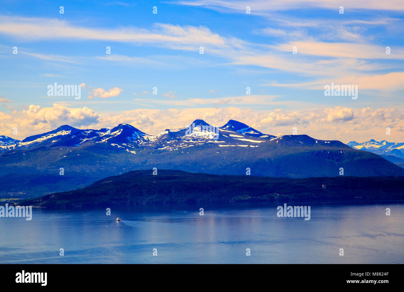 View of 'Molde panorama' taken from Varden viewpoint - showing the ...