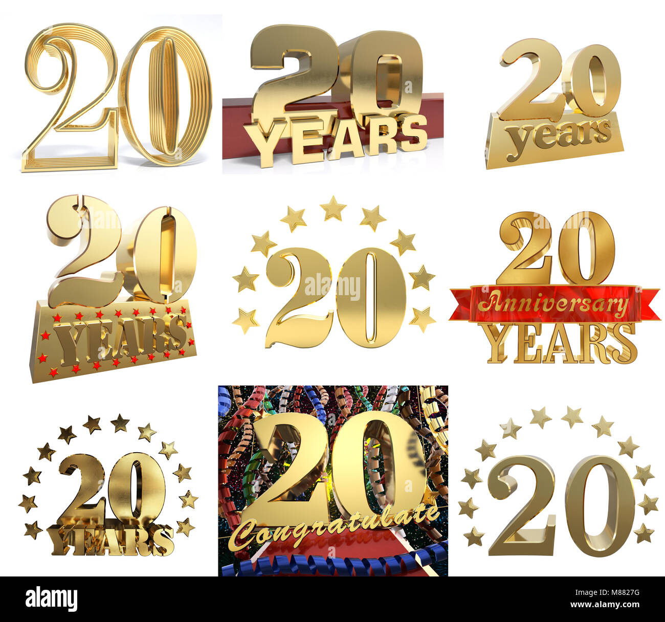 Set of number twenty years (20 years) celebration design. Anniversary ...