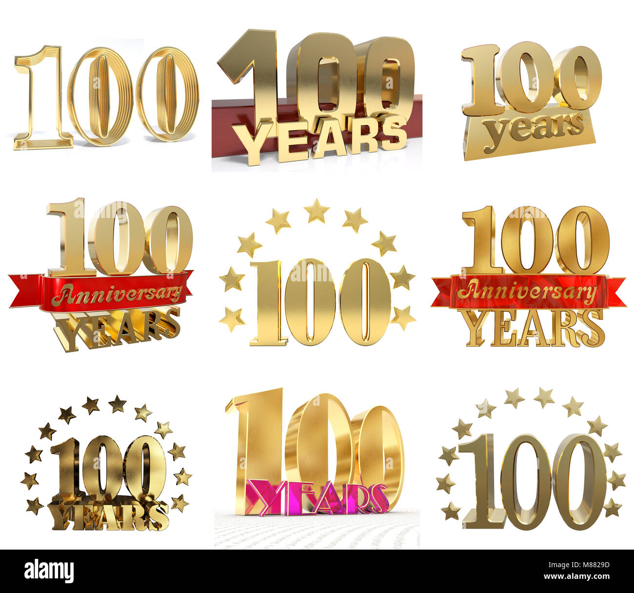 Set of number one hundred years (100 years) celebration design ...