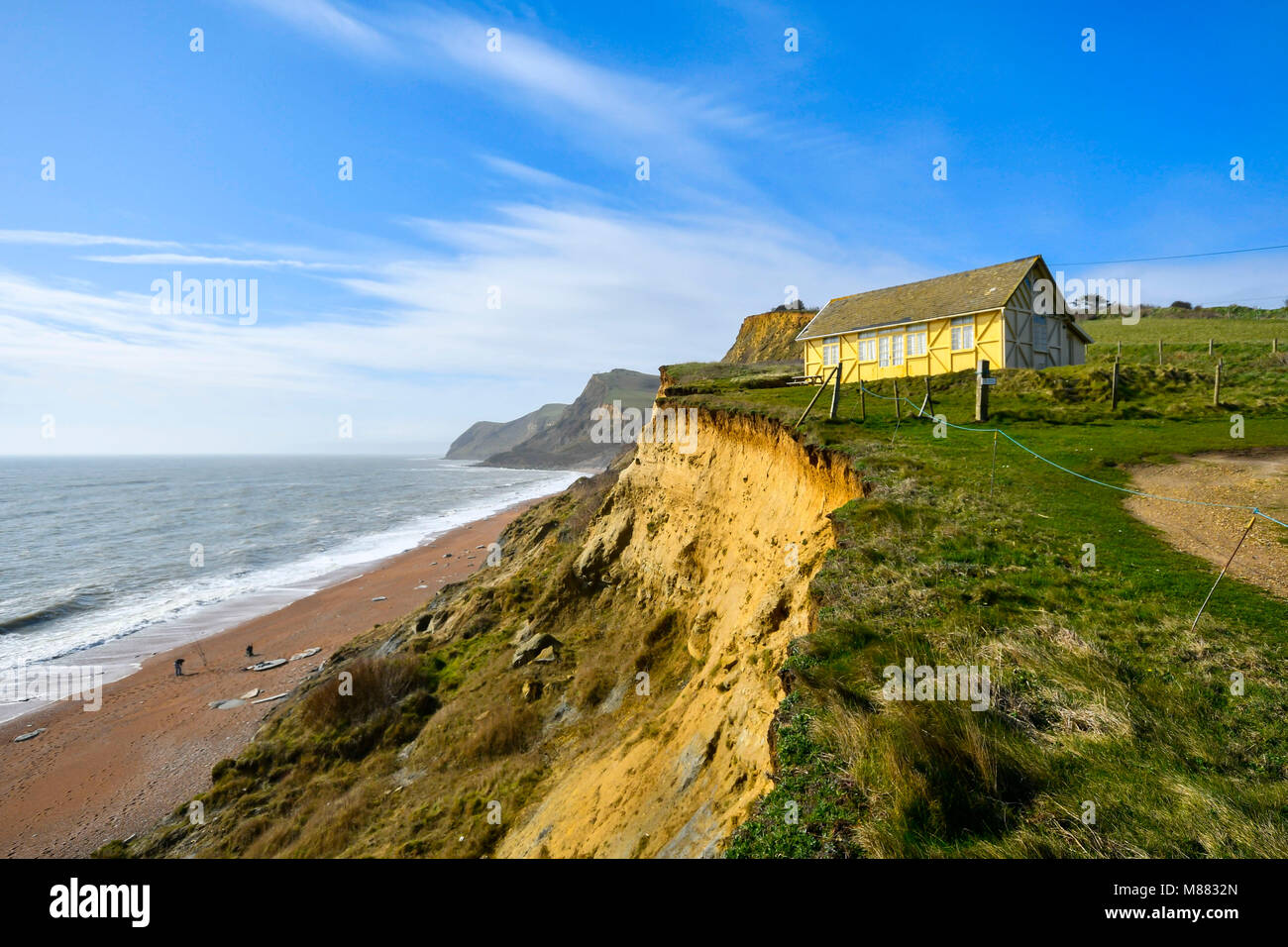 Eype, Dorset, UK. 15th March 2018. UK Weather. A view of the cliff top ...