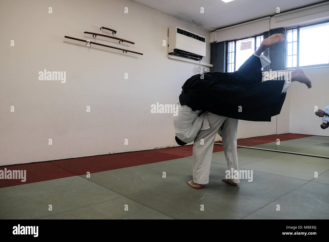 Jerusalem, Israel. 15th March, 2018. Sensei ITZIK ASLAN (black bottoms ...