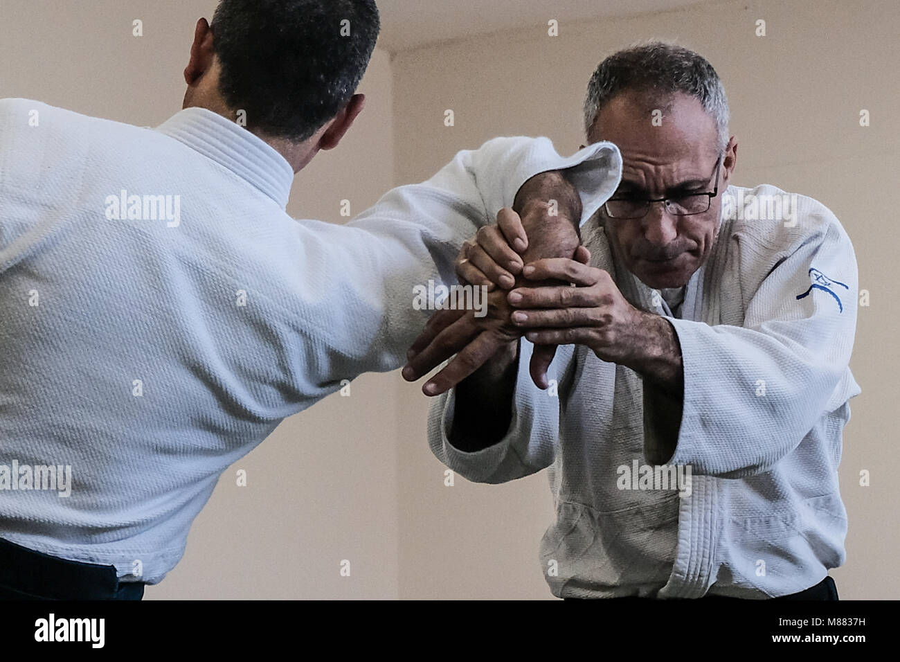 Jerusalem, Israel. 15th March, 2018. Sensei DANIEL HERMAN (glasses ...
