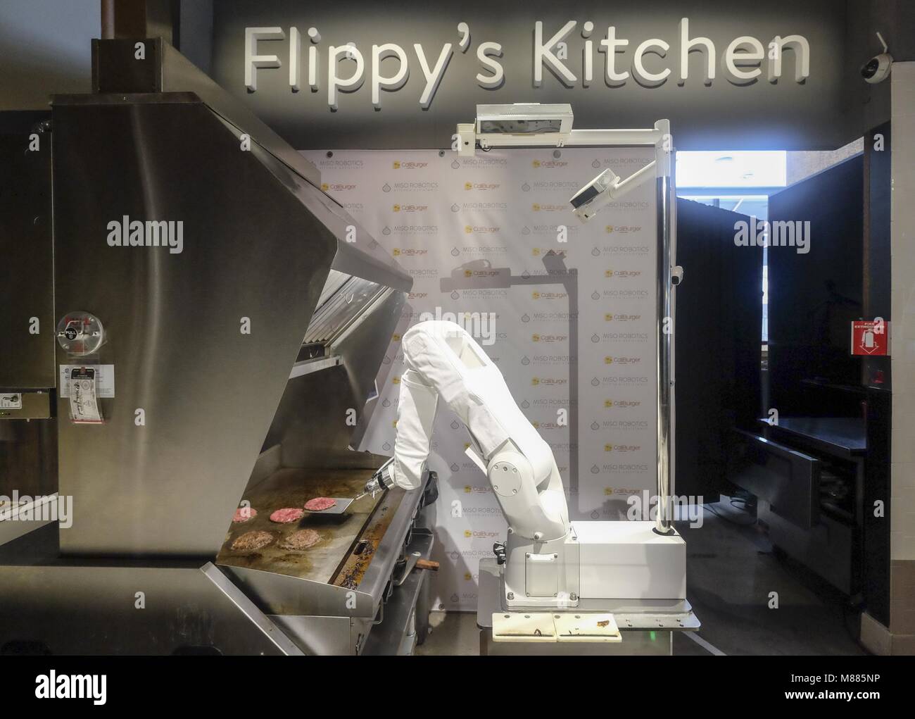 Los Angeles, California, USA. 20th Feb, 2018. Flippy robotic arm at ...