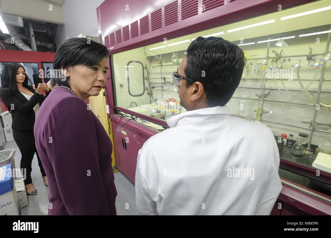 Los Angeles, California, USA. 20th Feb, 2018. Rep. Judy Chu, left, and ...