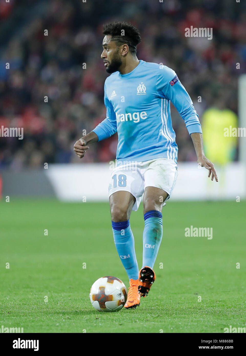 Bilbao, Spain. 15th March, 2018. (L-R) *Jordan Amavi* of Olympique de ...