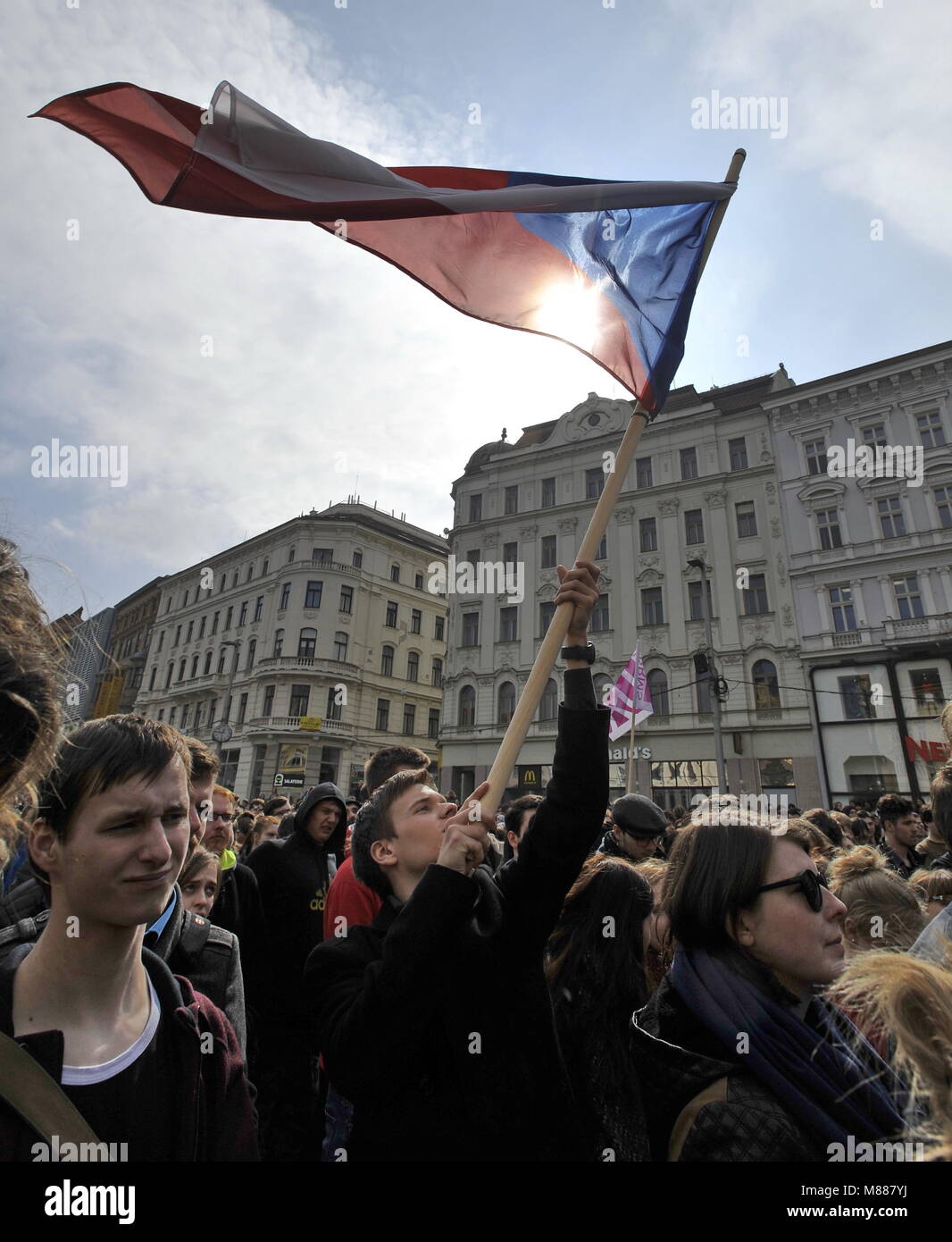 Brno, Czech Republic. 15th Mar, 2018. Students and people protest in ...