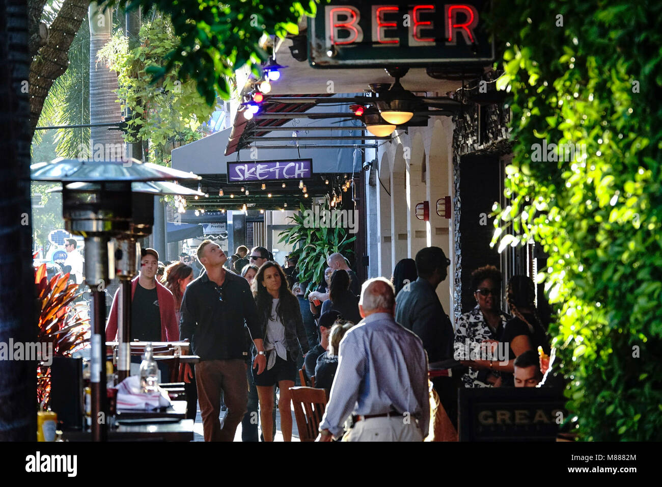 Florida, USA. 15th Mar, 2018. Clematis Street in West Palm Beach ...