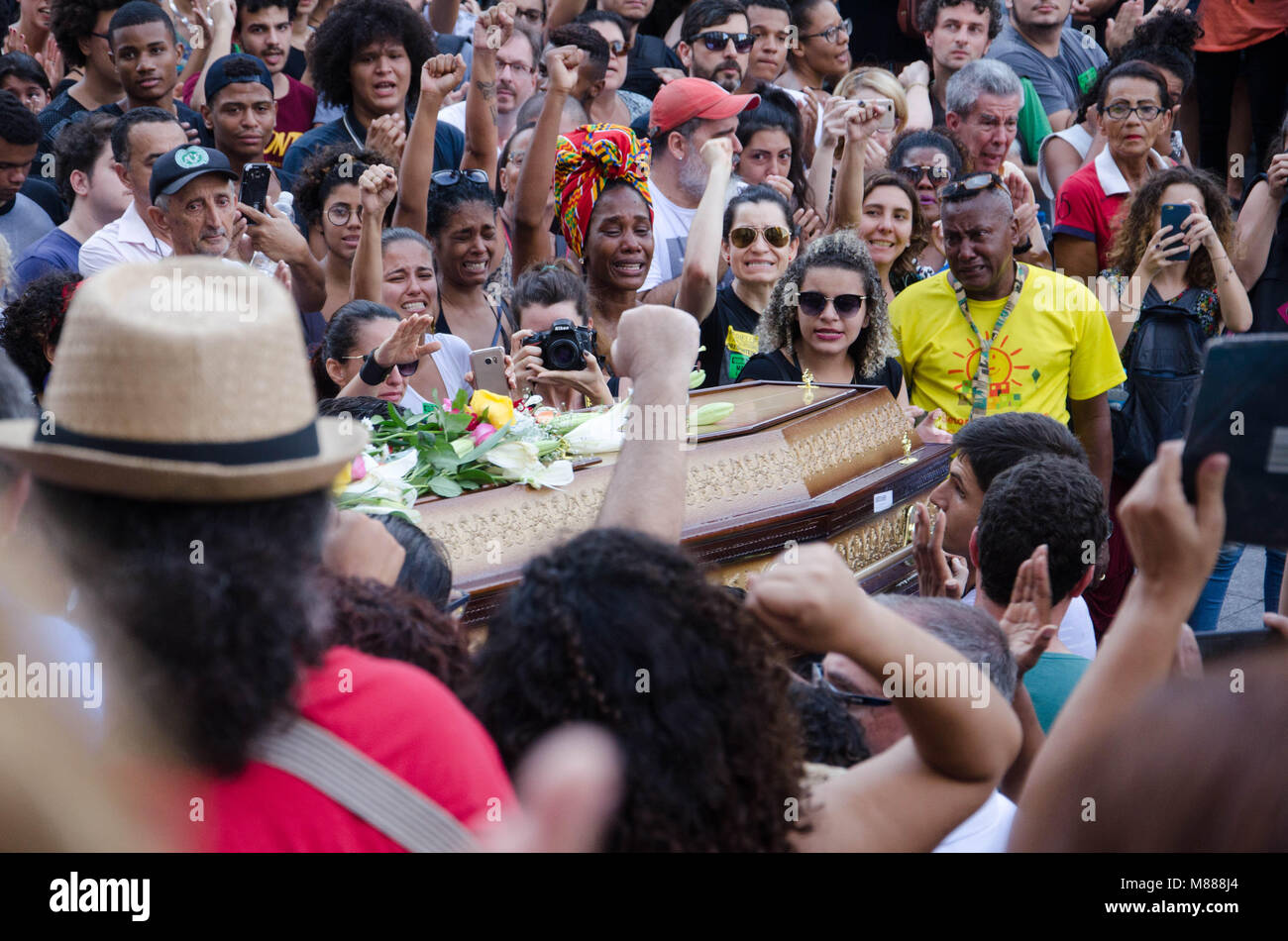 Mourners attend the funeral of slain Brazilian councilwoman and ...