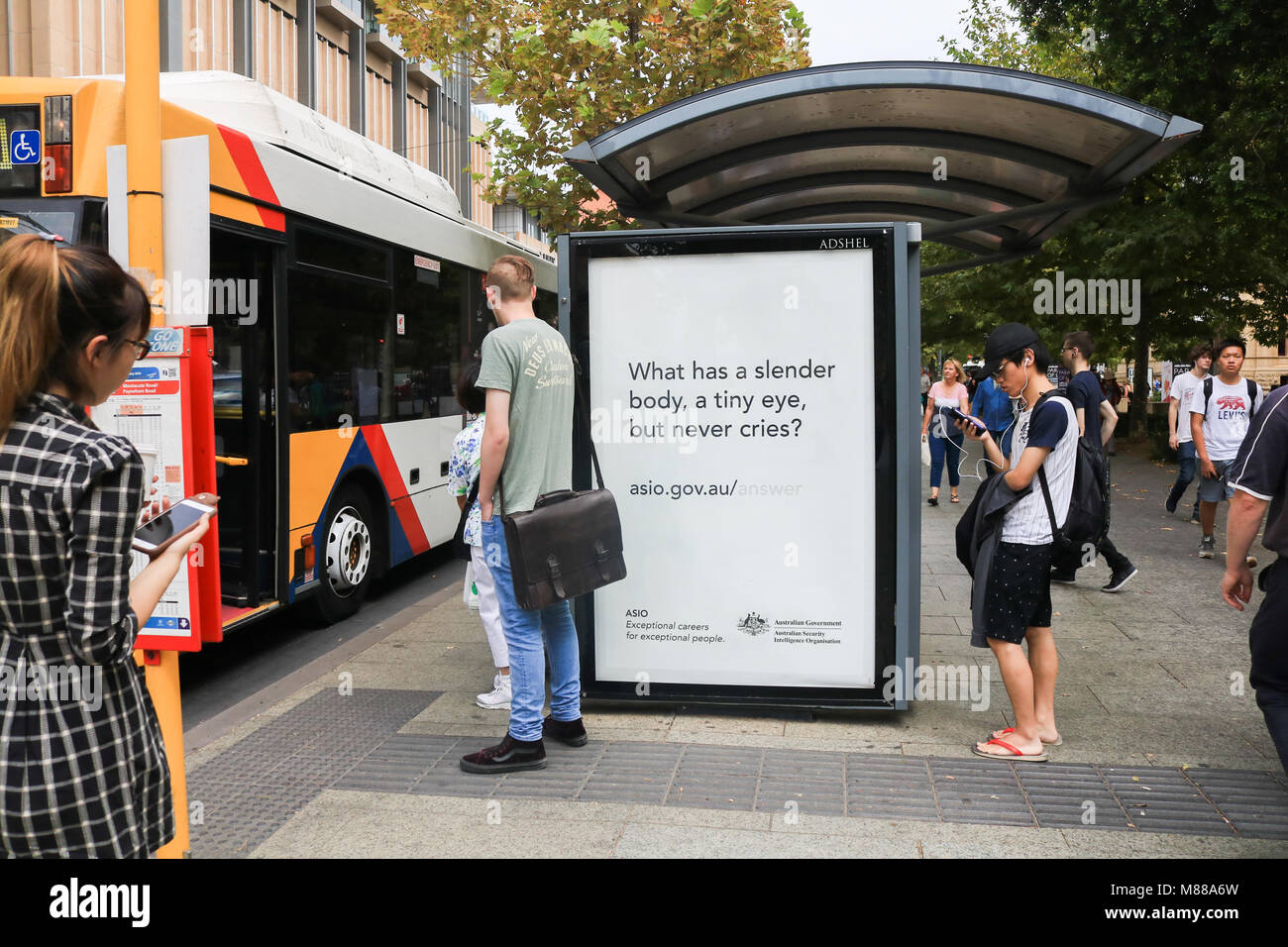 Adelaide Australia 16th March 2018. A poster recruitment ad on a bus ...