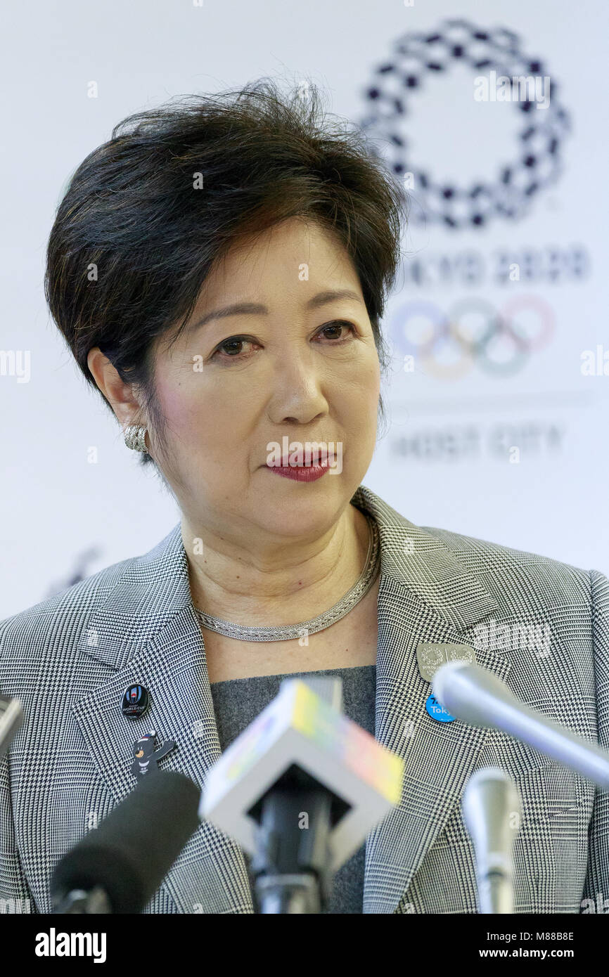 Tokyo Governor Yuriko Koike speaks during her regular press conference ...