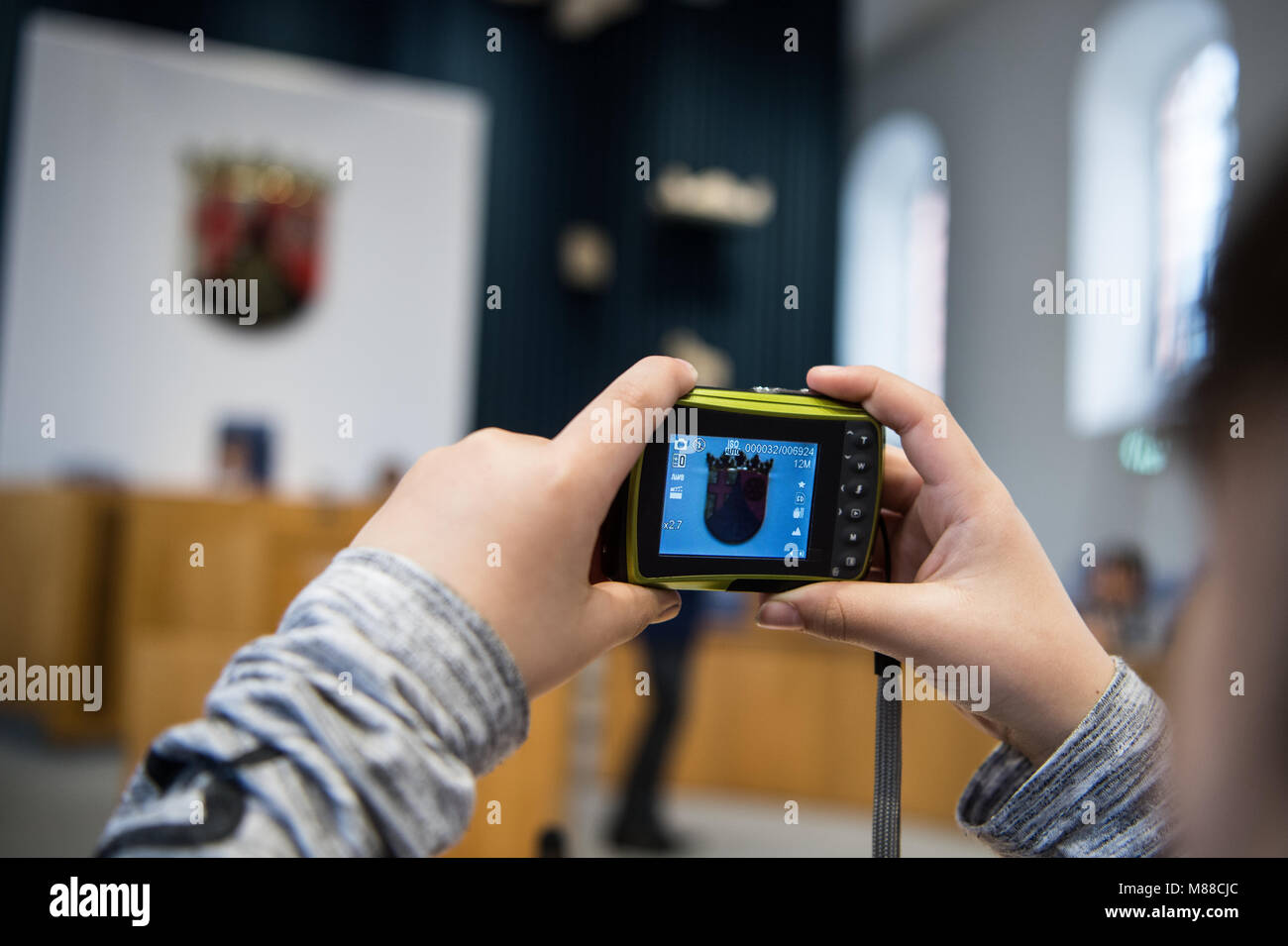 09th March 2018, Mainz, Germany: Primary school pupils attend the state ...