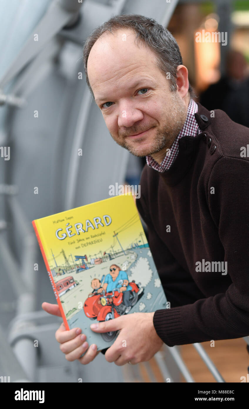 16 March 2018, Germany, Leipzig: Artist and author Mathieu Sapin ...