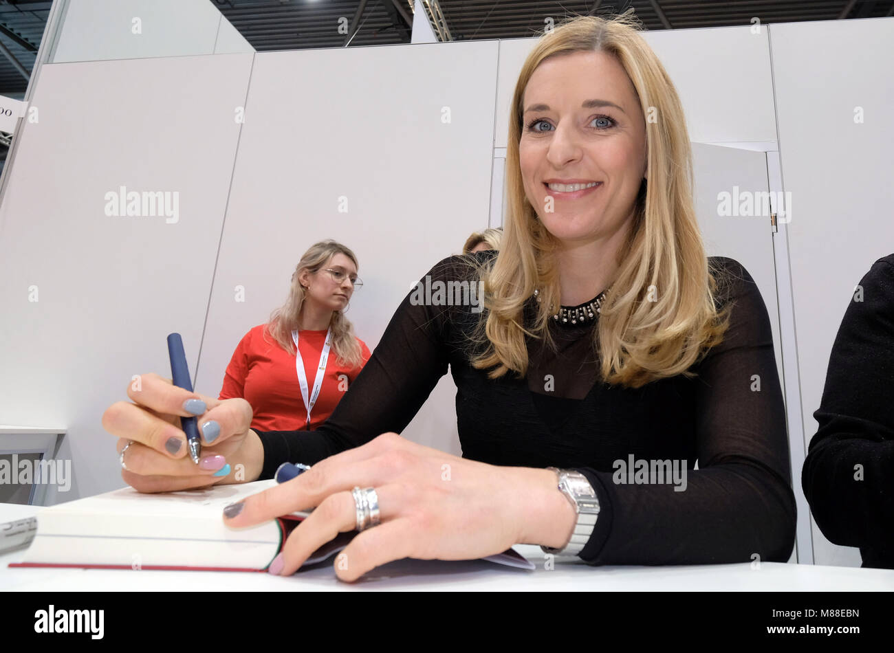 16 March 2018, Germany, Leipzig: Folk singer Stefanie Hertel presents ...