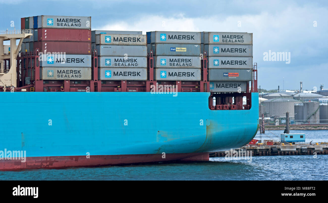 Gothenburg Port, Containers on Container Ship; Gota River, Sweden Stock ...