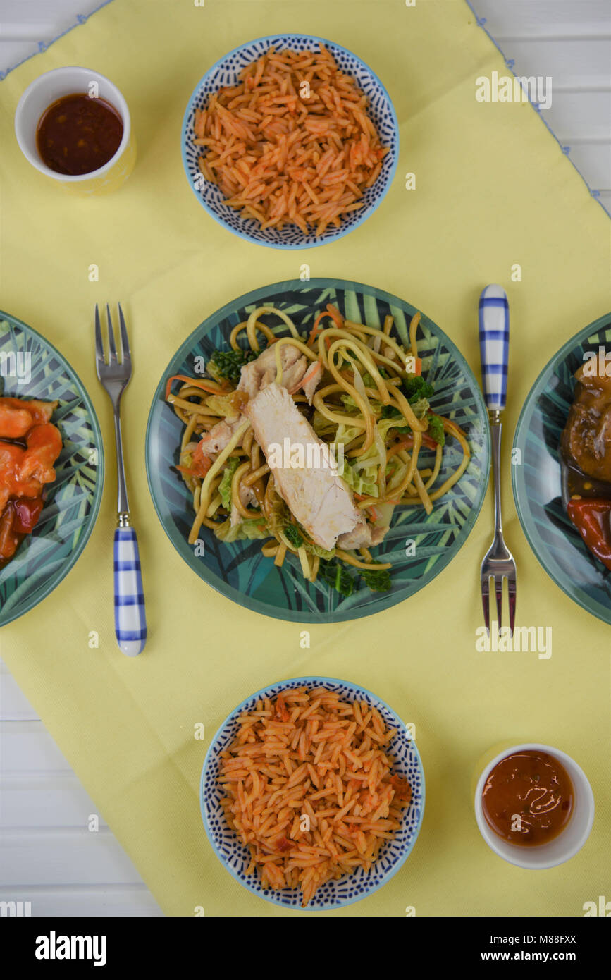flat lay food photography with traditional Chinese dishes Stock Photo ...