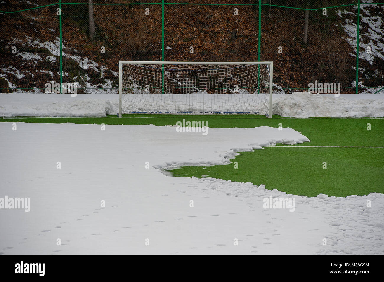 Frozen snow covered football pitch hi-res stock photography and images ...