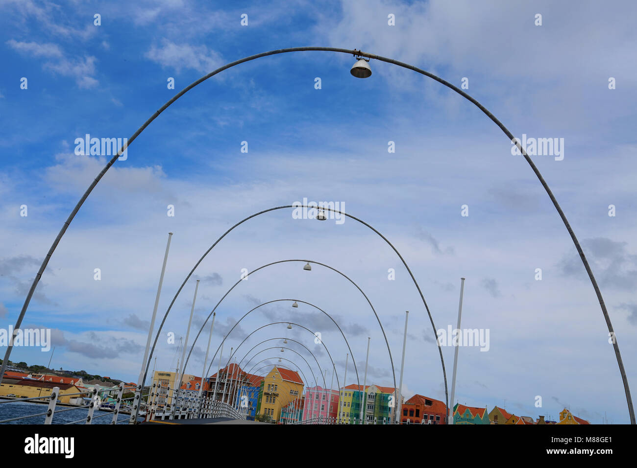 Queen Emma Bridge in front of the Punda district, is a pontoon bridge ...