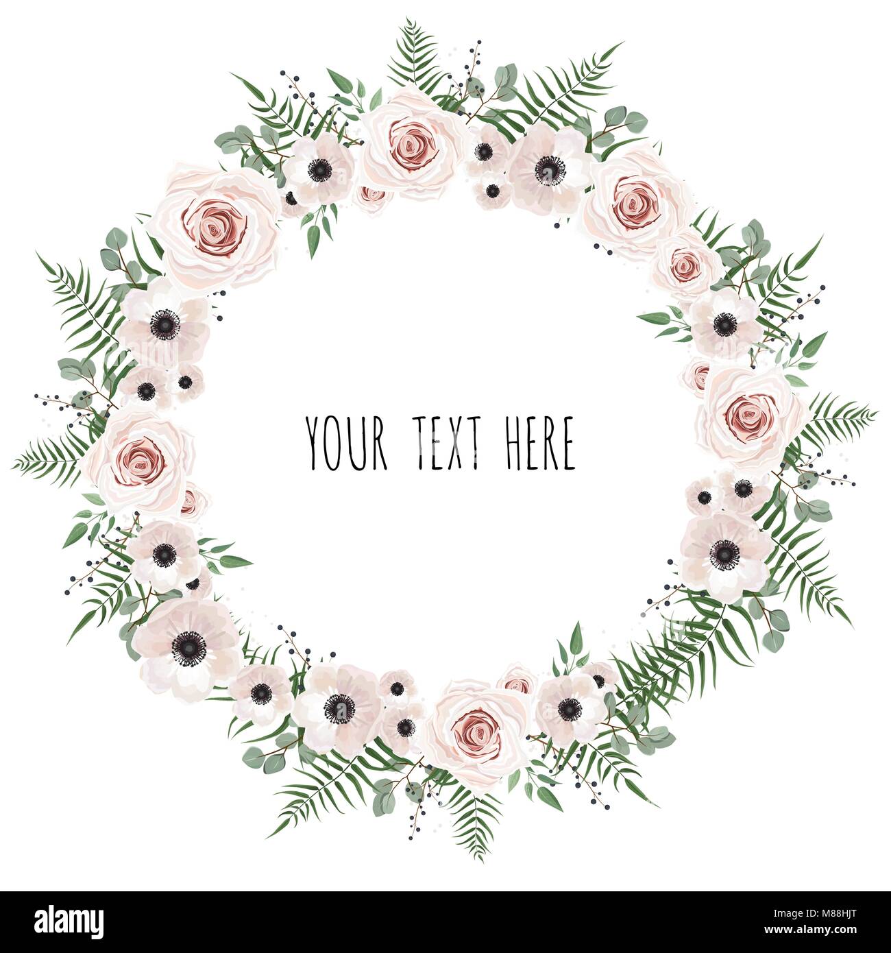 Stylish floral vector design round frame. Vector illustration Stock ...