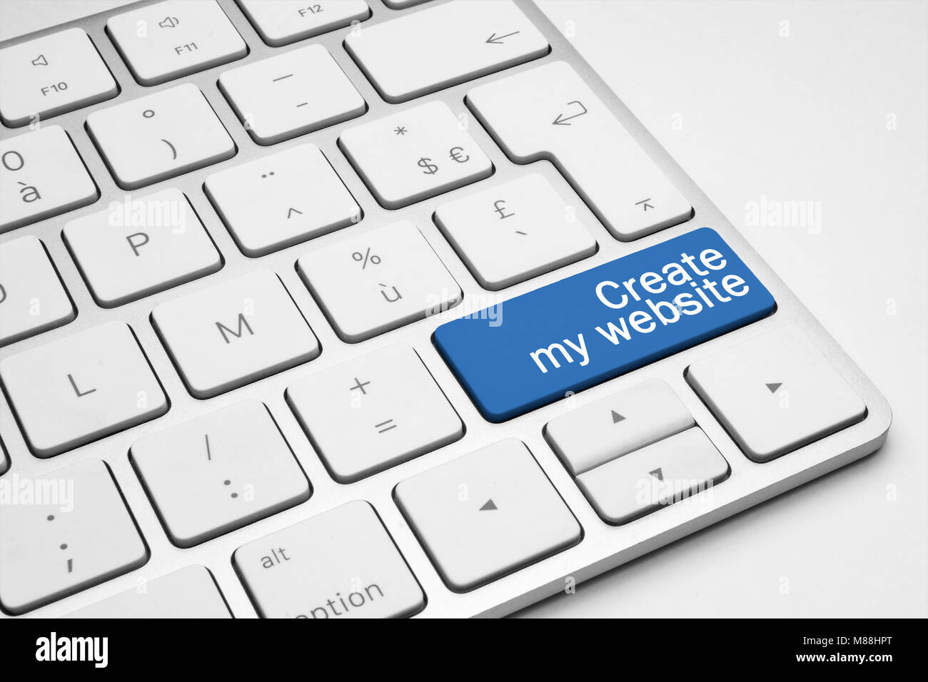 Blue Create my website button on keyboard on a white background Stock ...