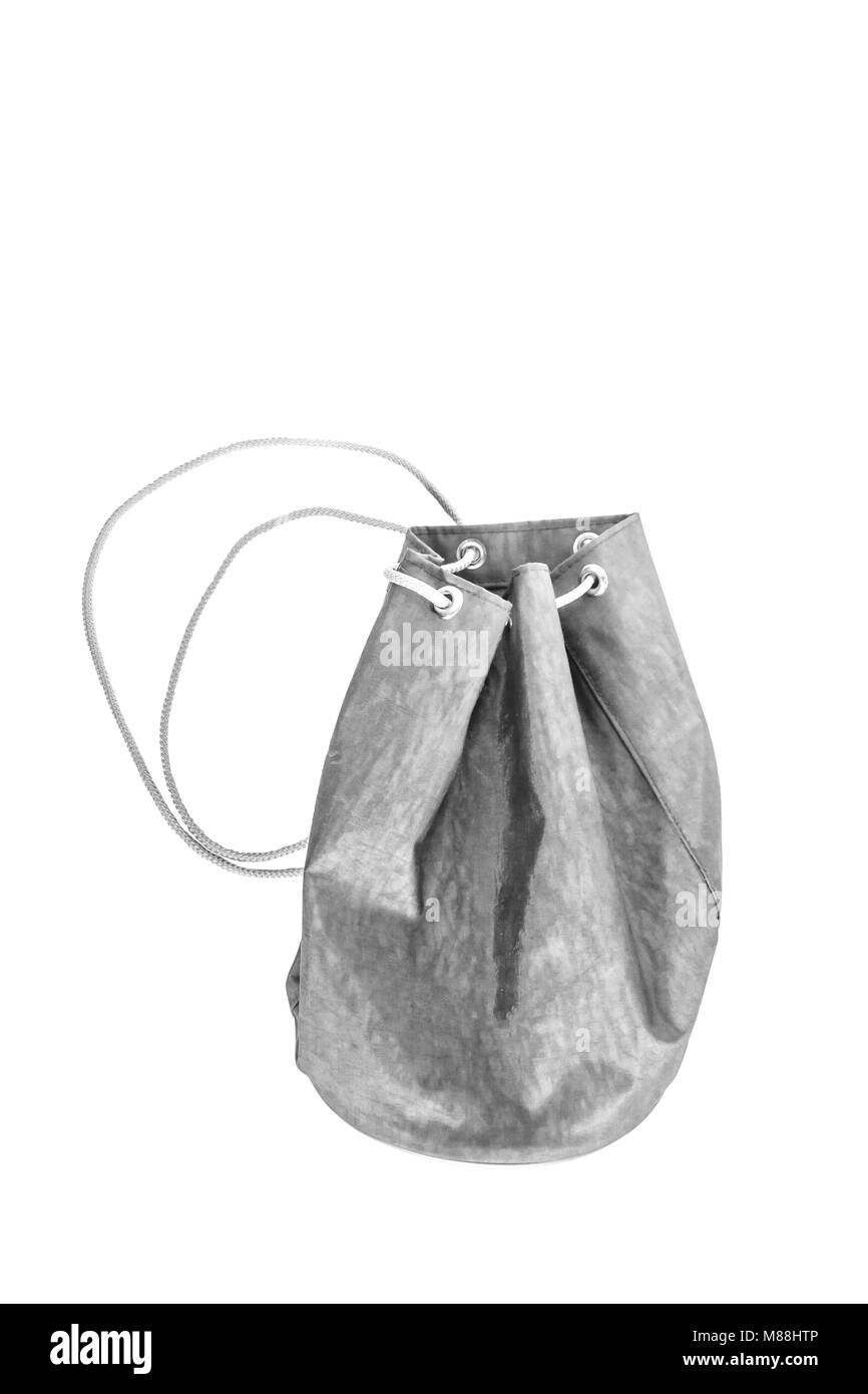 backpack pulling on rope isolated on white background Stock Photo - Alamy