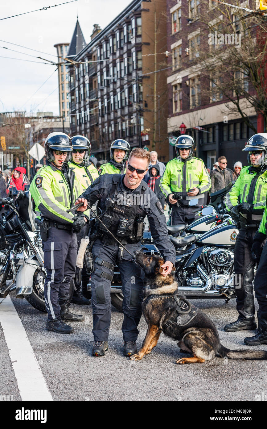 VANCOUVER, CANADA - February 18, 2018: Vancouver Police Department dog ...