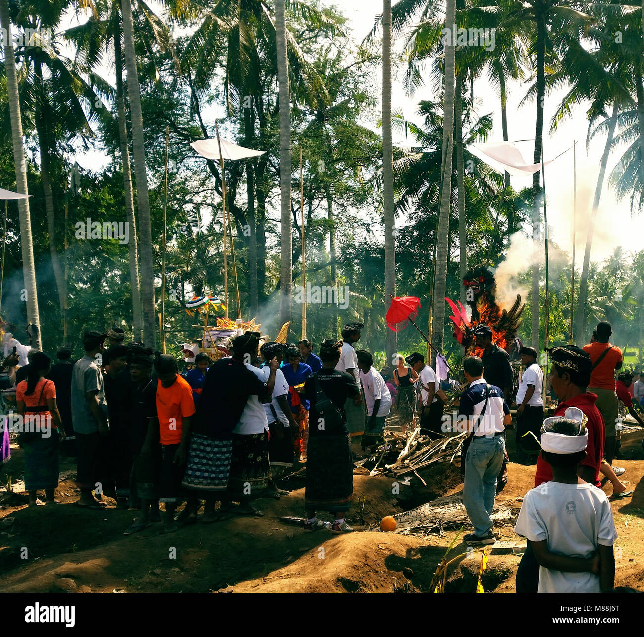 Ubud, Bali - September 29, 2017: People burning animal sculptures ...