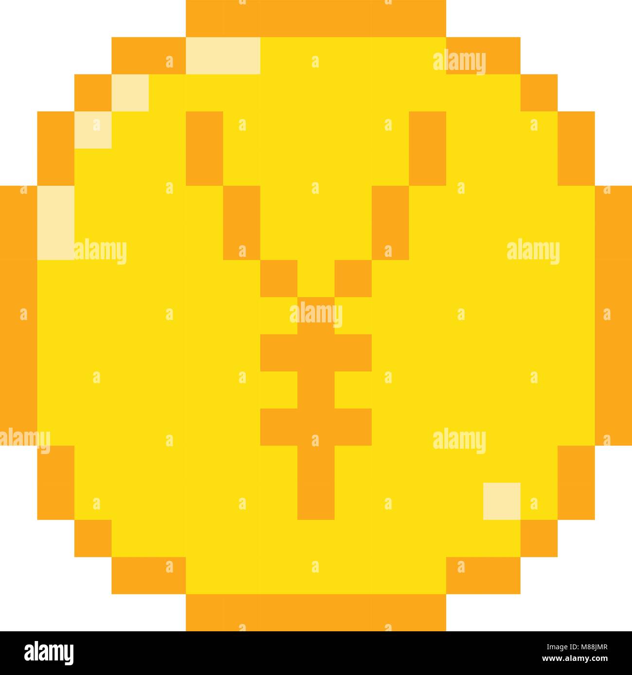 Vector 8 bit pixel art yen icon. Color concept of yen currency Stock ...