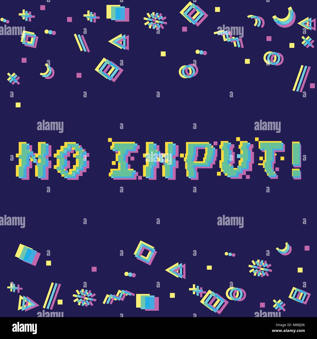 Vector no input phrase in pixel art 8 bit style with glitch VHS effect ...