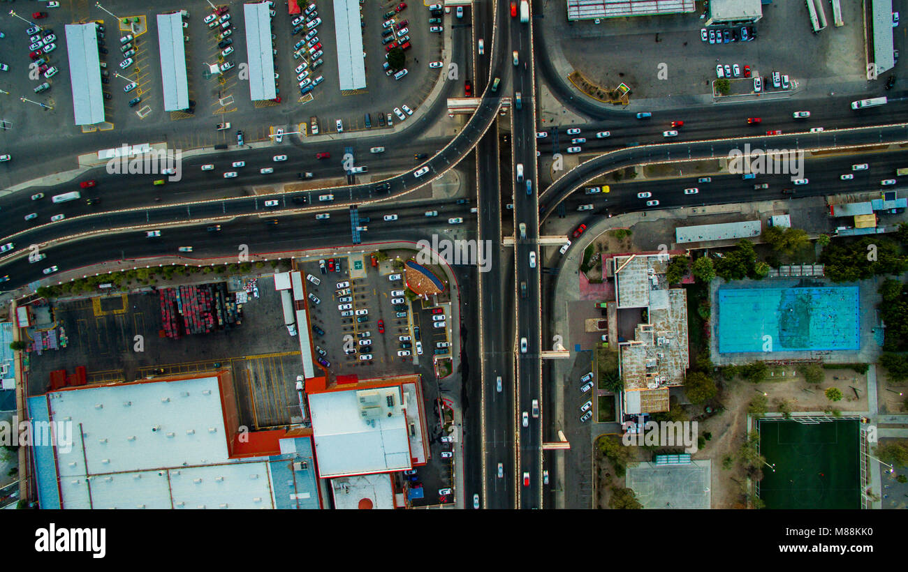 Aerial views of Luis Encinas street and boulevard or road distributor ...