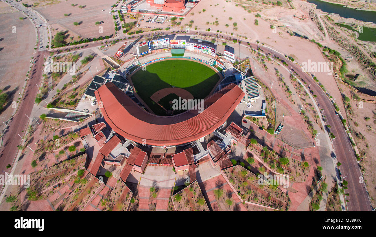 Aerial view of the Sonora stadium and diamond of the playing field ...