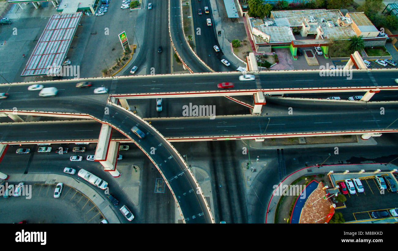 Aerial views of Luis Encinas street and boulevard or road distributor ...