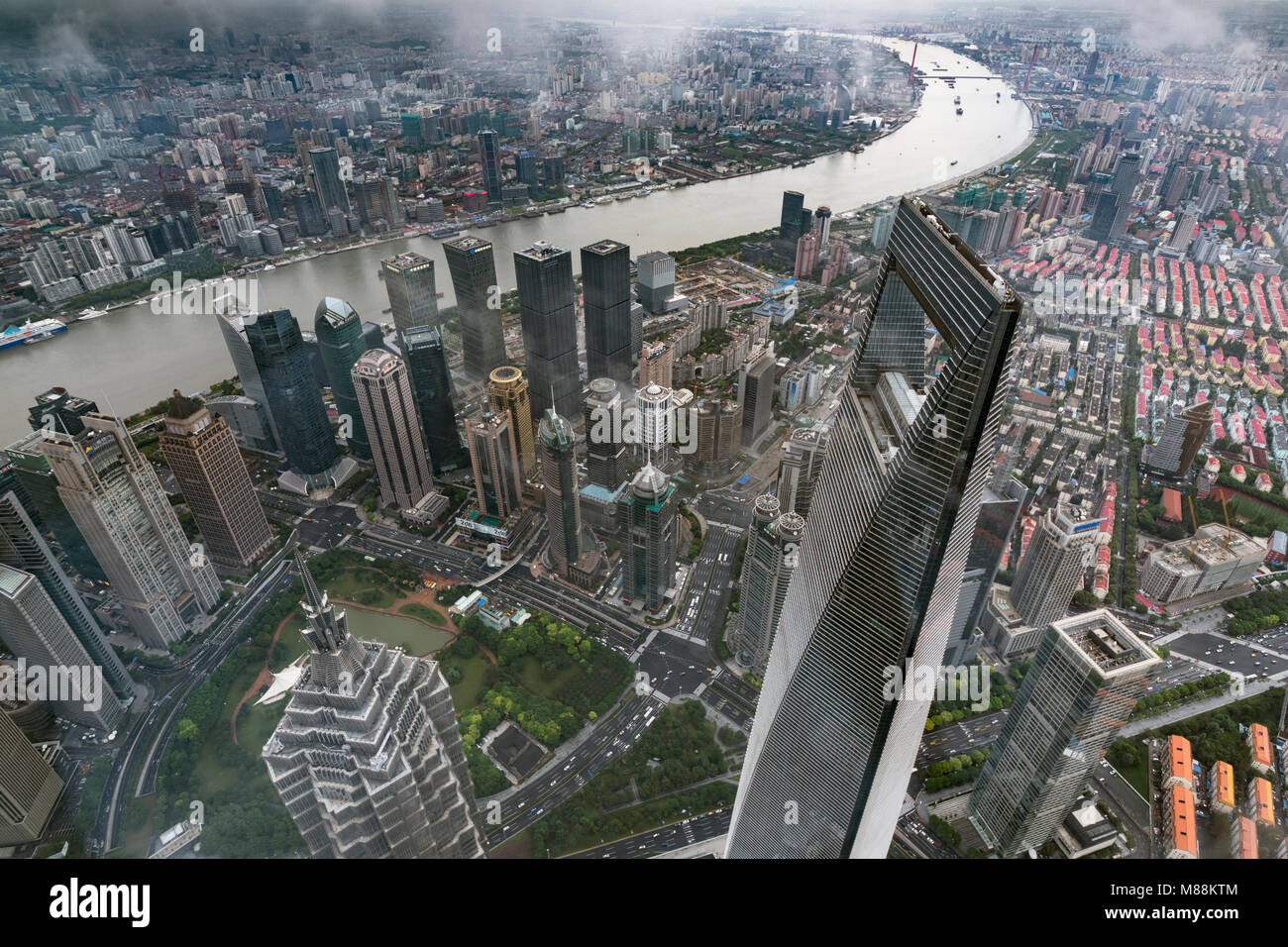 View of Pudong and the Huangpu River from Shanghai Tower, Pudong, China ...
