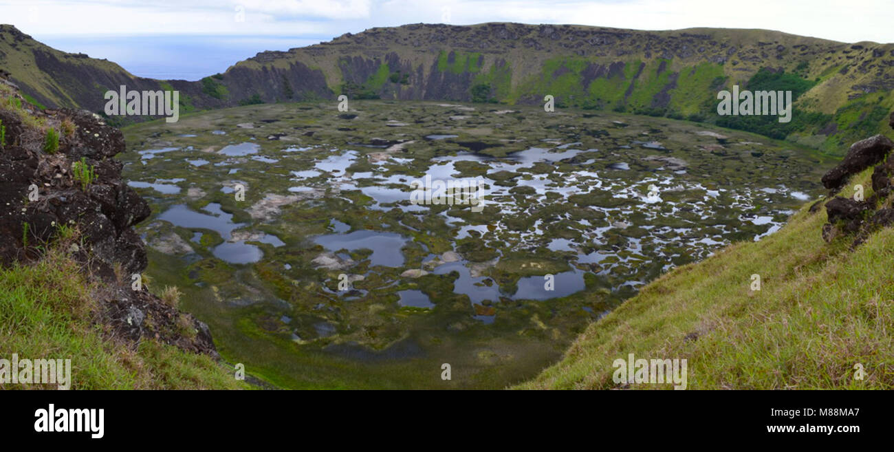 Volcano Rano Kau/ Rano Kao, the largest volcano crater in Rapa Nui ...