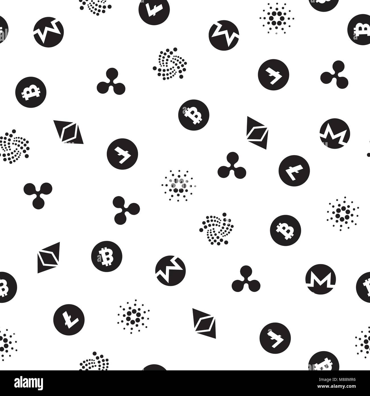 Cryptocurrency seamless pattern. Crypto currency background. Vector ...