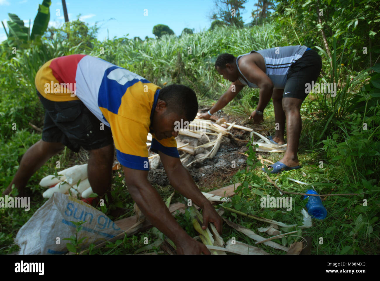 Food cooking in a hangi hi-res stock photography and images - Alamy