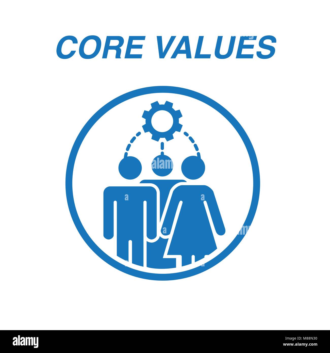 Core Values Outline Icon w person and collaborating / thinking ideas ...