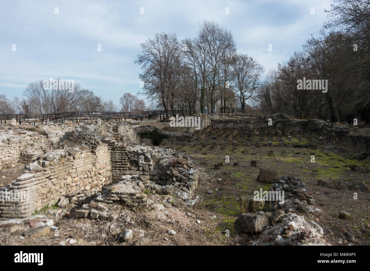 Ruins of Public baths in Archaeological Park of Dion. Pieria, Macedonia ...