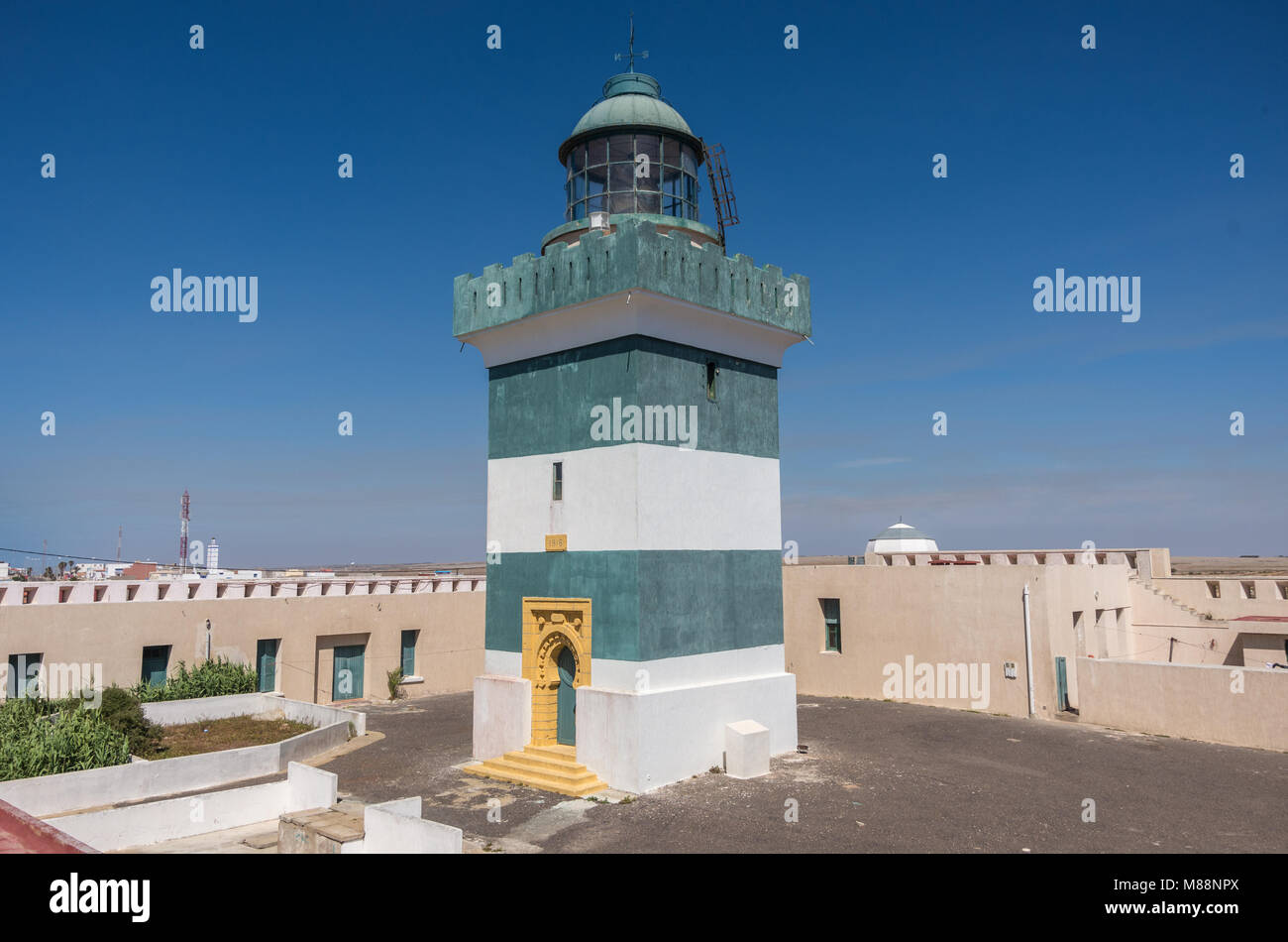 Old thrown lighthouse of the French army on the Atlantic coast, Cap ...