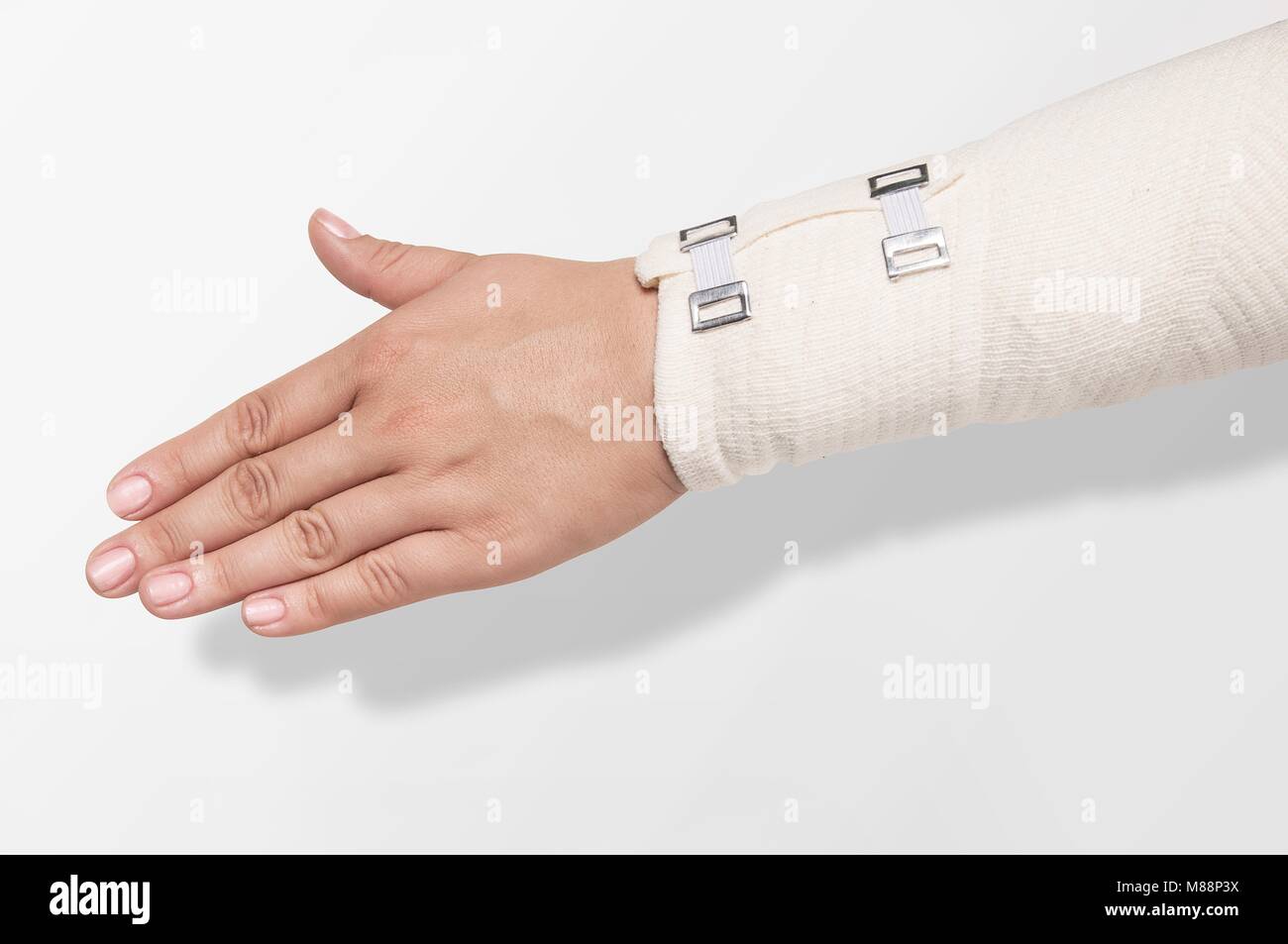 Medicine elastic bandage on human hand Stock Photo - Alamy
