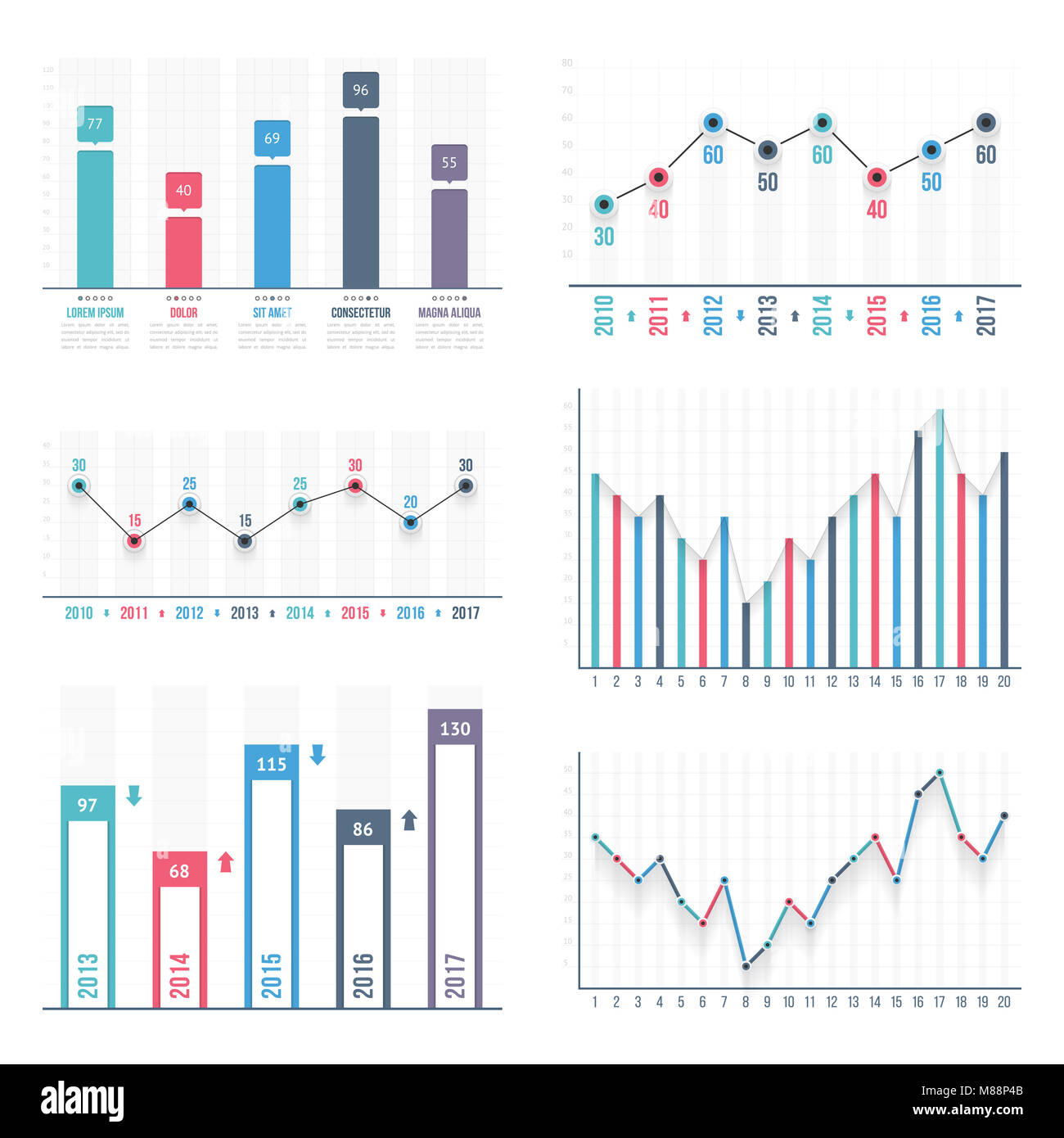 Bar graph and line graph templates, business infographics, vector eps10 ...