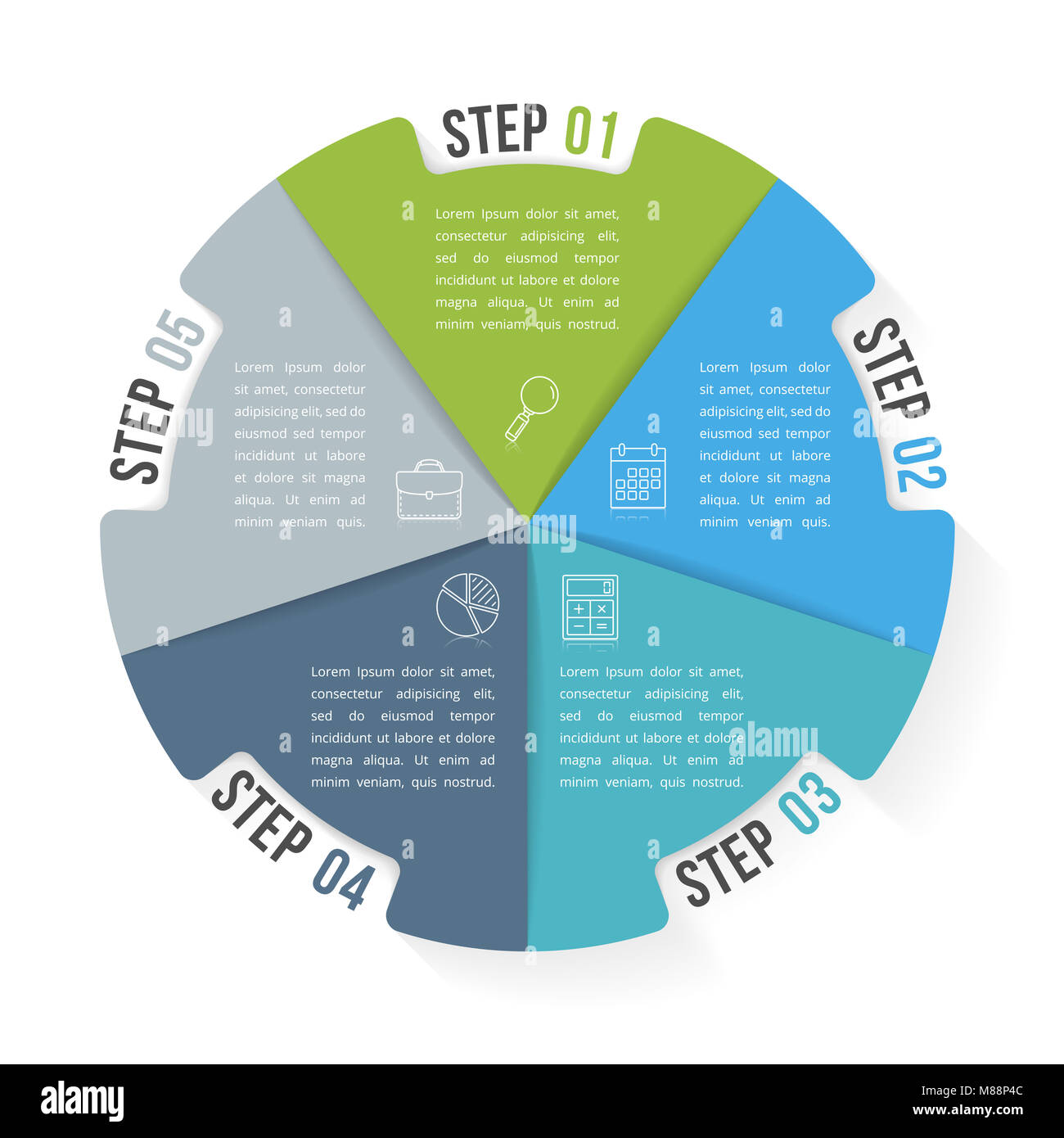 Process chart five elements Cut Out Stock Images & Pictures - Alamy