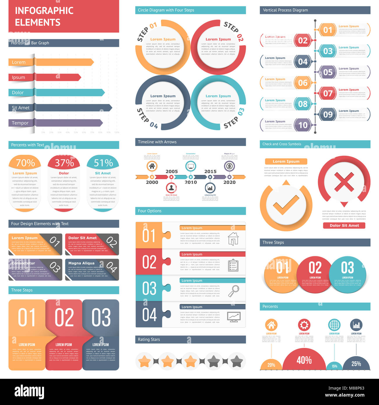 Infographic elements - bar graph, design elements with numbers and text ...
