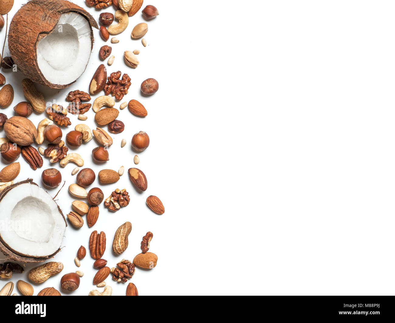 Background of mixed nuts with copy space Stock Photo - Alamy