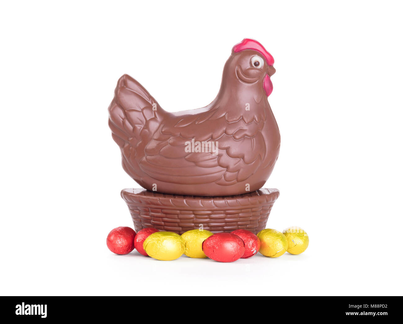 Chocolate easter chicken - Isolated on white background Stock Photo - Alamy