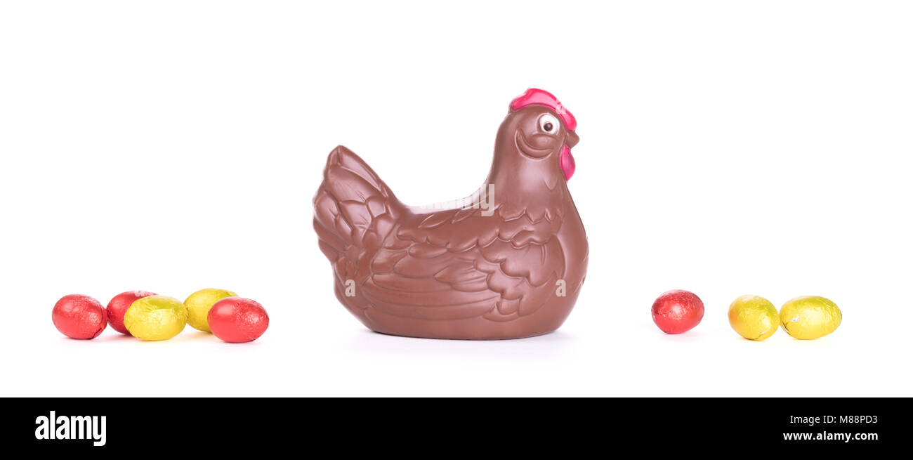 Chocolate easter chicken - Isolated on white background Stock Photo - Alamy
