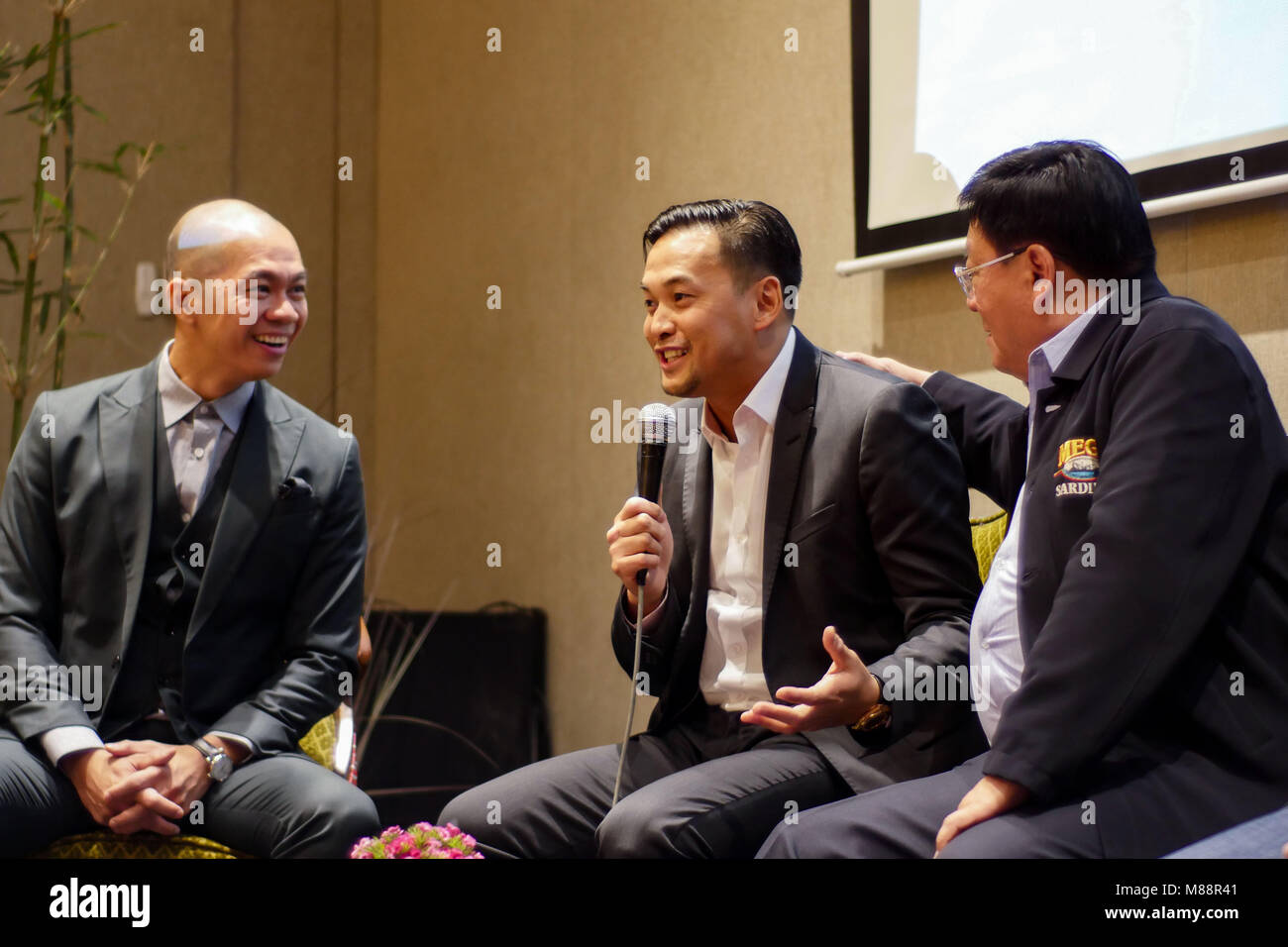 Binangonan, Rizal, Philippines. 08th Mar, 2018. Mikee Romero answers a ...
