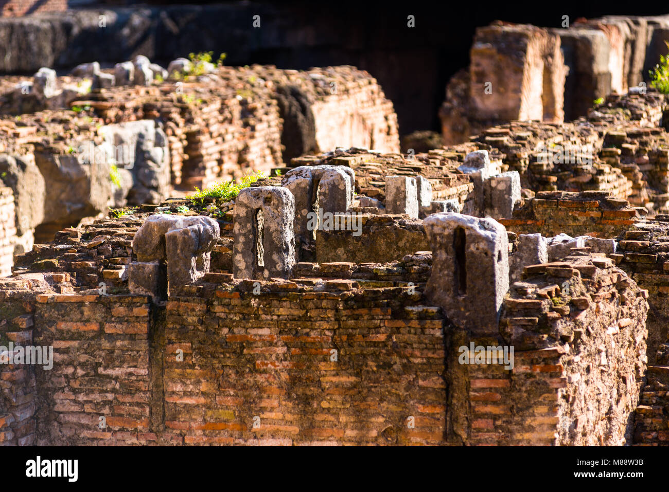 Interior closeup detail of he Colosseum or Coliseum, also known as the ...
